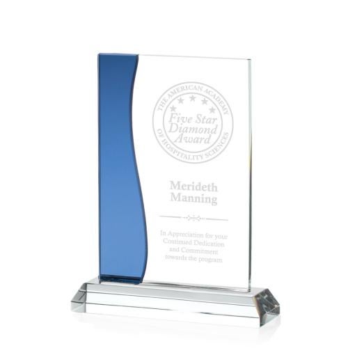Landfield Blue Rectangle Crystal Award AWS7605 | Crystal Awards