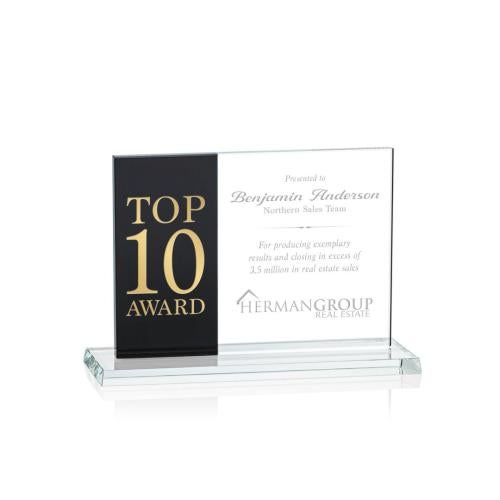 Composite Horizontal Black Rectangle Crystal Award