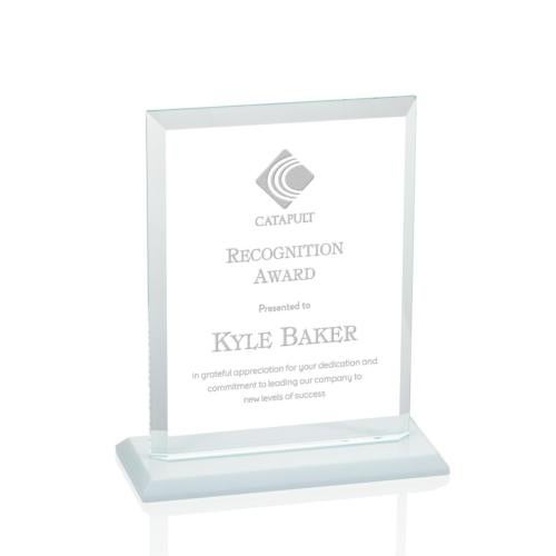 Denison White Rectangle Crystal Award AWS6101-W