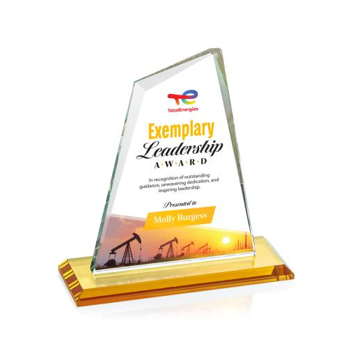 Summit Full Color Amber Peaks Crystal Award AWV2802-A