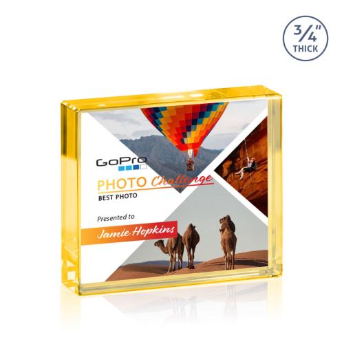 Verona Full Color Paperweight - Gold | Desktop Awards