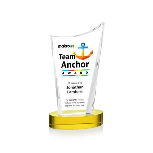 Burnett Full Color Gold on Alberton Base Peaks Crystal Award