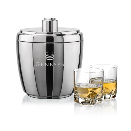 Pescara Ice Bucket & Hillcrest On-the-Rocks Set SST1023-2HL