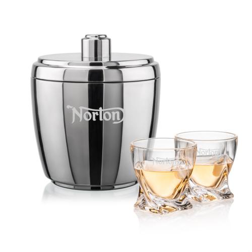 Pescara Ice Bucket & Seneca On-the-Rocks Set SST1023-2SN